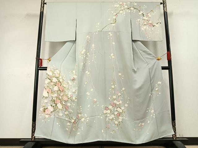 平和屋着物●訪問着　友禅　草花文　正絹　逸品　AABD0560fy