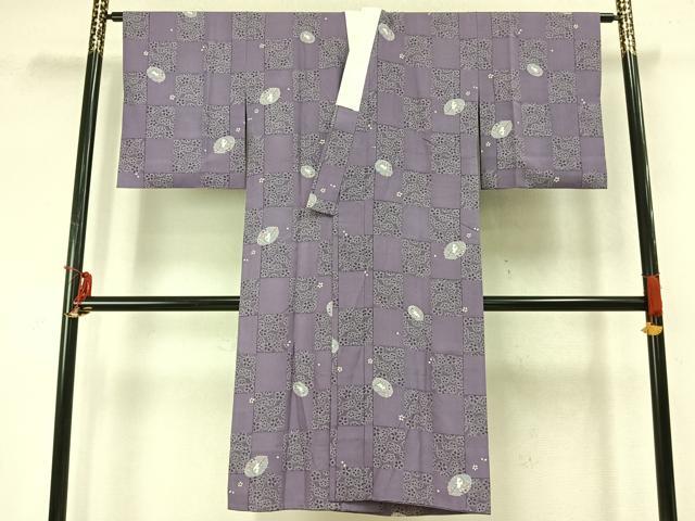平和屋着物●長襦袢　無双仕立て　市松舞桜文　兎　正絹　逸品　AABD0565fy