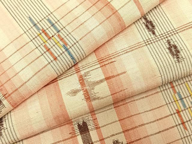 平和屋着物●上質な紬　琉球絣　正絹　逸品　未使用　AABD0566fy