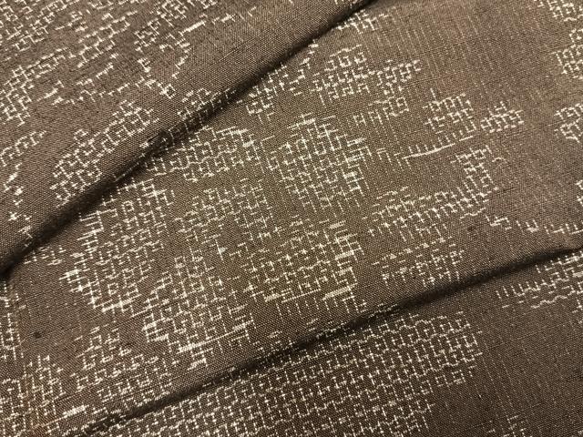 平和屋着物●結城紬　80亀甲　草花文　正絹　逸品　AABD0591fy