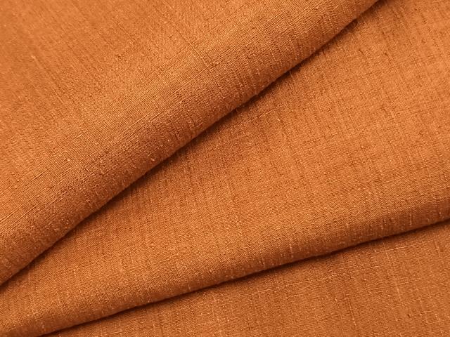 平和屋着物●本場結城紬　重要無形文化財　色無地　樺色　正絹　逸品　AABD0595fy