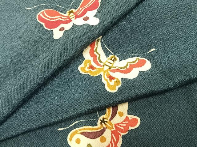 平和屋着物●上質な小紋　型染め　舞蝶文　正絹　逸品　AABD0596fy