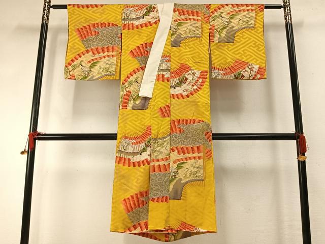 平和屋着物●長襦袢　袷　地紙人物文　正絹　逸品　AABD0615fy