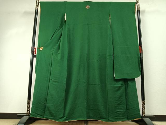 平和屋着物●豪華振袖　深緑色　正絹　逸品　AABD0631fy