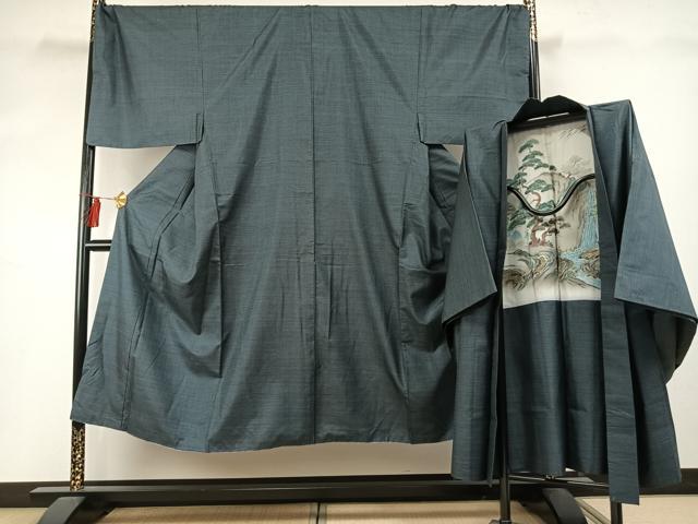 平和屋着物●男性　本場大島紬　アンサンブル　100亀甲　総詰め　キングサイズ　正絹　逸品　AABD0641fy