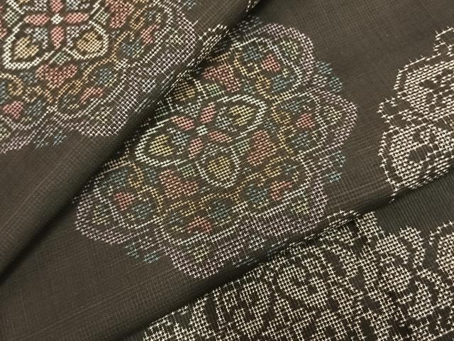 平和屋着物●本場大島紬　カタス7マルキ　吉祥花文　正絹　逸品　未使用　AABD0661fy