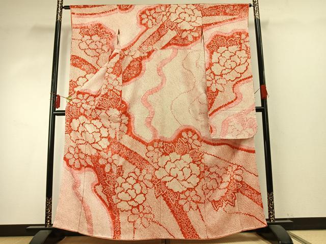 平和屋着物●豪華振袖　総絞り　草花文　正絹　逸品　AABD0679fy