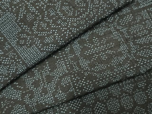 平和屋着物●結城紬　単衣　100亀甲　色紙重ね文　正絹　逸品　AABD0756fy