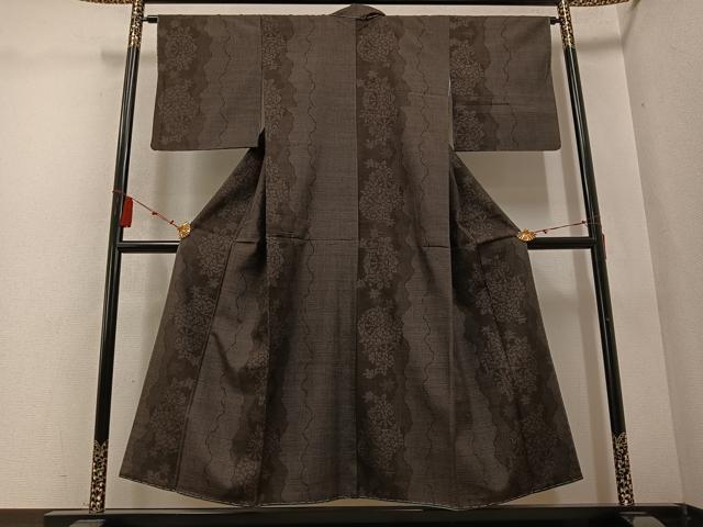 平和屋着物●結城紬　80亀甲　花間道　正絹　逸品　未使用　AABD0761ph