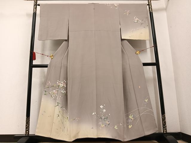 平和屋着物●訪問着　友禅　作家物　枝花文　暈し染め　正絹　逸品　AABD0770ph