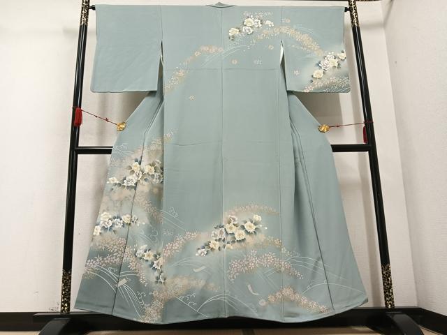 平和屋着物●訪問着　舞花文　暈し染め　金銀彩　正絹　逸品　AABD0799ph