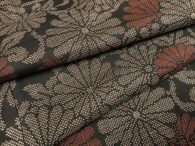 平和屋着物●本場大島紬　一元7マルキ　花唐草文　正絹　逸品　AABD0821ph