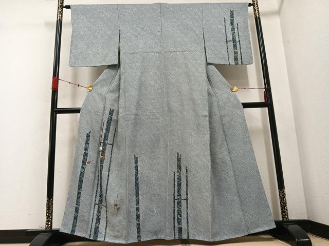 平和屋着物●訪問着　絞り　刺繍　草花文　金彩　正絹　逸品　未使用　AABD0839ph