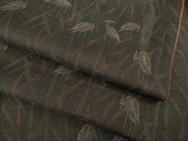 平和屋着物●本場大島紬　カタス9マルキ　群れ鳥　正絹　逸品　AABD0855ck