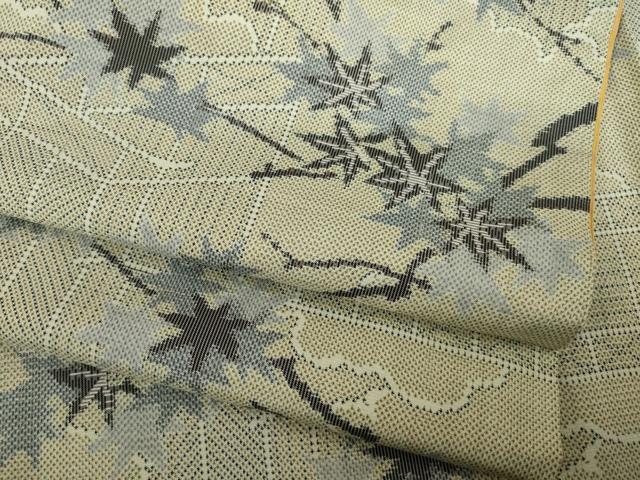 平和屋着物●本場大島紬　一元7マルキ　総絣　枝葉文　楓　正絹　逸品　AABD0876ck