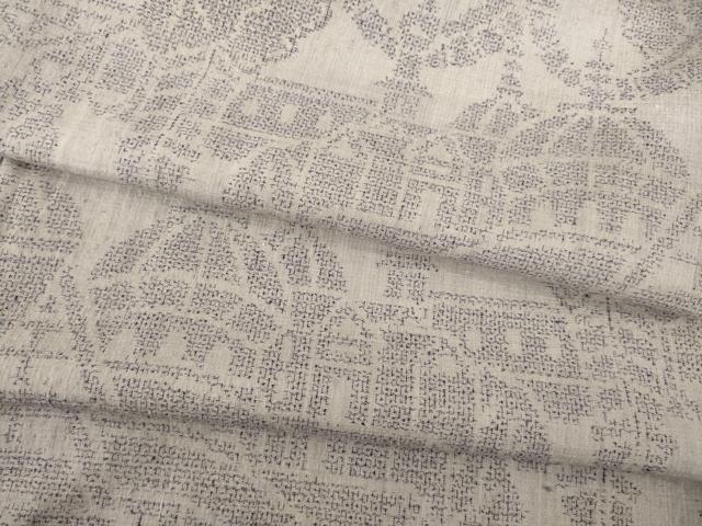 平和屋着物●本場結城紬　重要無形文化財　100亀甲　風景文　胡桃染色地　大丸扱い　正絹　逸品　AABD0889ck