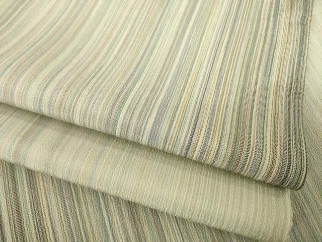 平和屋着物●本塩沢　やまだ織　200色　間道　正絹　逸品　AABD0894ck