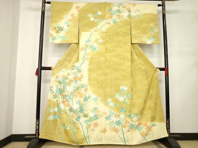 平和屋着物●訪問着　刺繍　楓　金彩　三越扱い　正絹　逸品　AABD0897ck