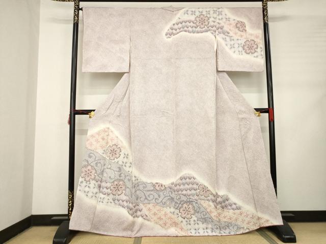 平和屋着物●訪問着　総絞り　道長雪輪花文　正絹　逸品　AABD0901ck