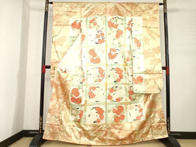 平和屋着物●豪華振袖　駒刺繍　鳳凰花文　金彩　正絹　逸品　AABD0940ck