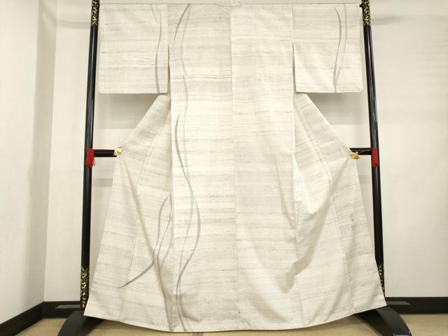 平和屋着物●染色作家　寺島利男　訪問着　紬地　蔓帯文　正絹　逸品　AABD0956ck