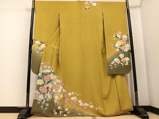 平和屋着物●豪華振袖　友禅　飾花文　暈し染め　正絹　逸品　AABD0993ph