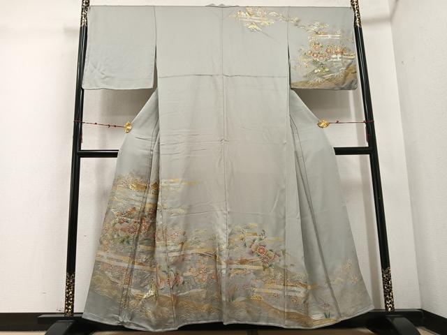 平和屋着物●訪問着　御所車風景草花文　金彩　正絹　逸品　未使用　AABD1016ph