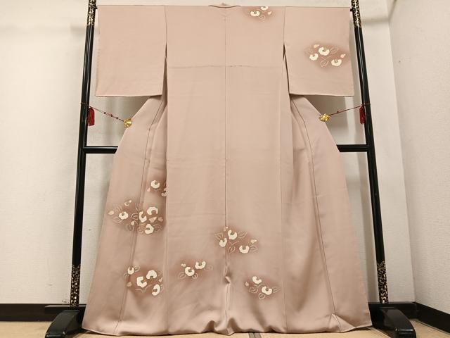 平和屋着物●訪問着　駒刺繍　椿　暈し染め　金彩　正絹　逸品　AABD1026ph