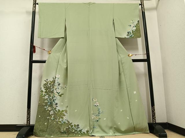 平和屋着物●訪問着　枝花文　暈し染め　正絹　逸品　AABD1029ph