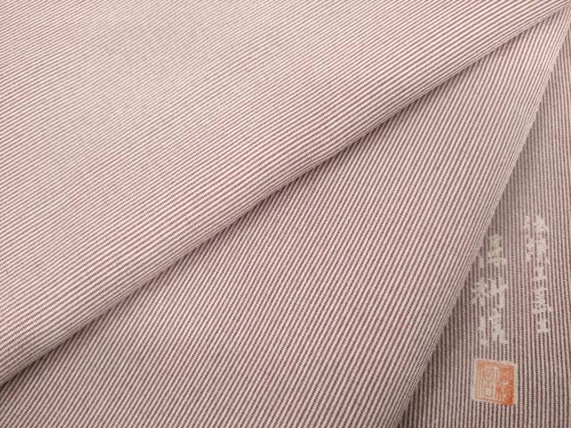 平和屋着物●伝統工芸士　保科信　江戸小紋　万筋　白色×浅蘇芳色　正絹　逸品　未使用　AABD1081ck