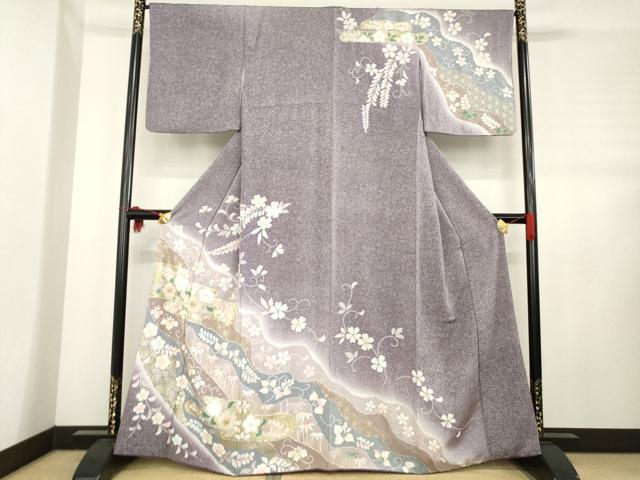 平和屋着物●訪問着　辻が花　絞り　エ霞道長花文　暈し染め　金彩　正絹　逸品　AABD1097ck