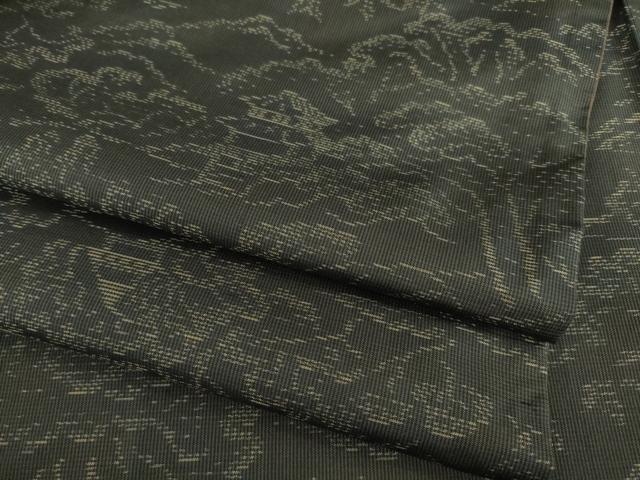 平和屋着物●本場大島紬　風景文　正絹　逸品　AABD1098ck