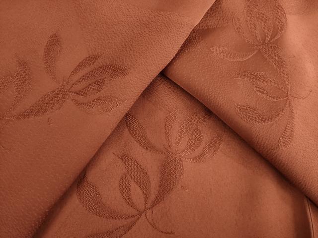 平和屋着物●上質な色無地　菊地紋　海老茶色　正絹　逸品　未使用　AABD1111ck