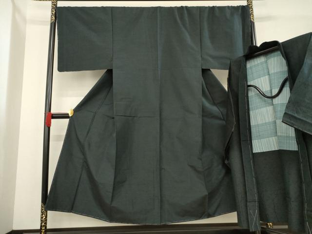 平和屋着物●男性　紬　アンサンブル　色無地　褐返し色　正絹　逸品　AABD1116ck