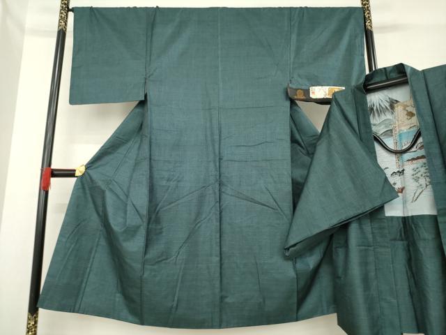 平和屋着物●男性　本場大島紬　アンサンブル　100亀甲　総詰め　手織り　恵純雄作　証紙付き　正絹　逸品　AABD1123ck