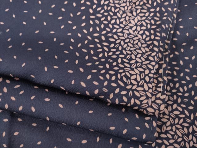 平和屋着物●上質な小紋　斜縞　葉尽くし　正絹　逸品　AABD1126ck