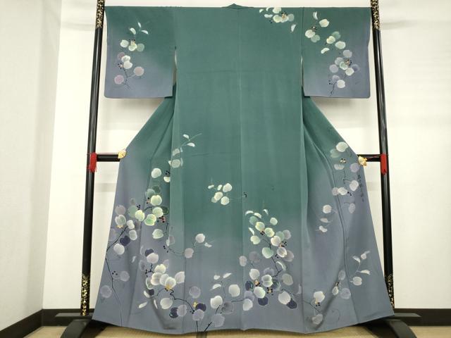 平和屋着物●伝統工芸士　吉岡肇　訪問着　ホオズキ　暈し染め　金彩　正絹　逸品　AABD1132ck