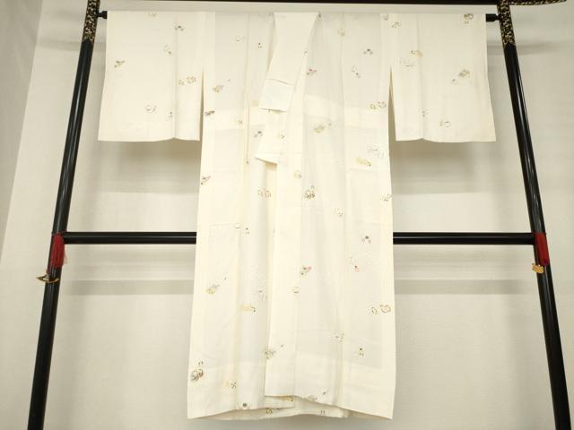 平和屋着物●長襦袢　無双仕立て　手描き　玩具文　金彩　広衿仕立て　正絹　逸品　未使用　AABD1135ck