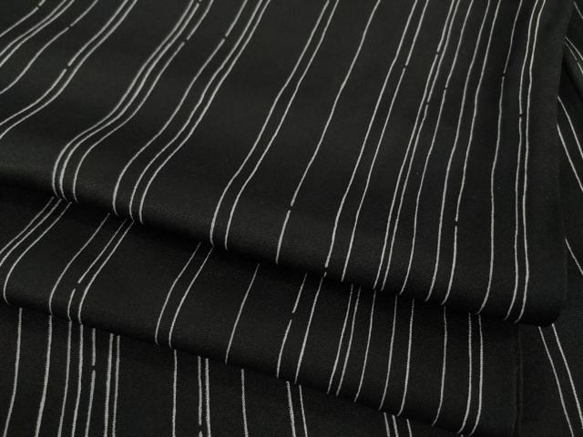 平和屋着物●上質な小紋　よろけ縞　黒地　鈴乃屋扱い　正絹　逸品　AABD1143ck