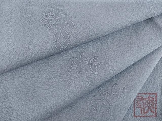 平和屋着物●上質な色無地　作家物　七宝花地紋　薄鼠色　正絹　逸品　AABD1159ck