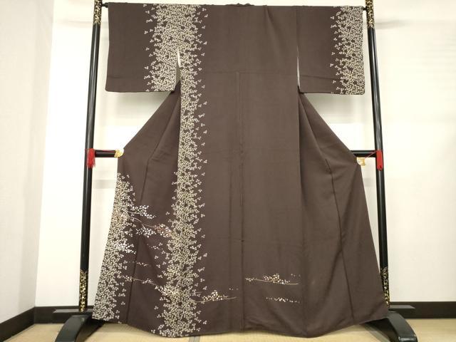 平和屋着物●訪問着　箔散らし間道　金銀彩　正絹　逸品　AABD1602ck