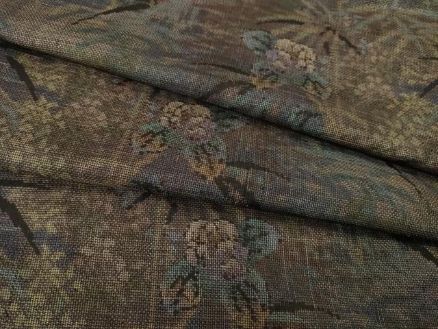 平和屋着物●本場大島紬　カタス9マルキ　草花文　正絹　逸品　AABD1611ck