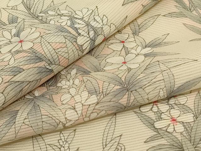 平和屋着物＊夏物　小紋　絽　草花文　正絹　逸品　未使用　AABD3301jd