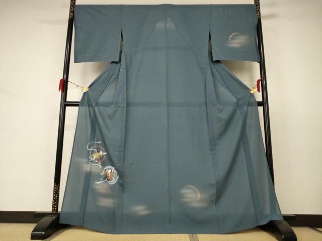 平和屋着物＊夏物　訪問着　絽　風神雷神　暈し染め　金彩　正絹　逸品　AABD3367jd