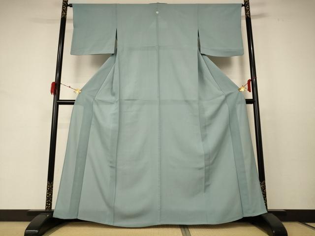 平和屋着物＊夏物　色無地　絽　青磁鼠色　正絹　逸品　AABD3375jd