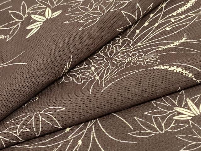 平和屋着物＊夏物　小紋　絽　草花文　正絹　逸品　AABD3391jd