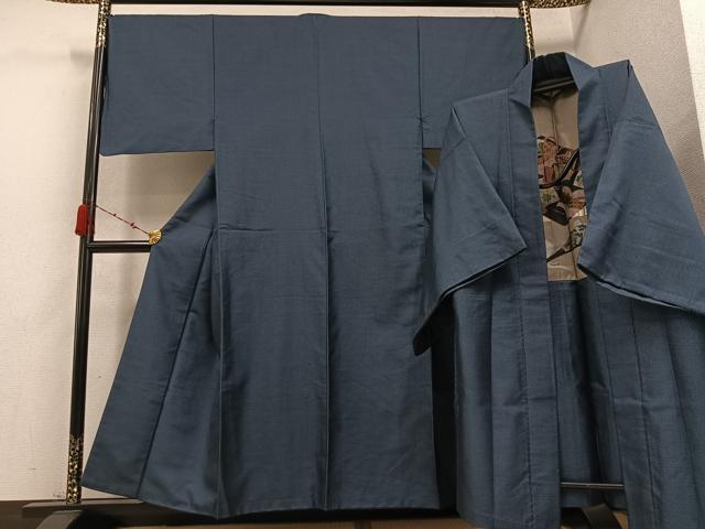 平和屋着物●男性　お召　アンサンブル　亀甲絣　正絹　逸品　AABD3404ph