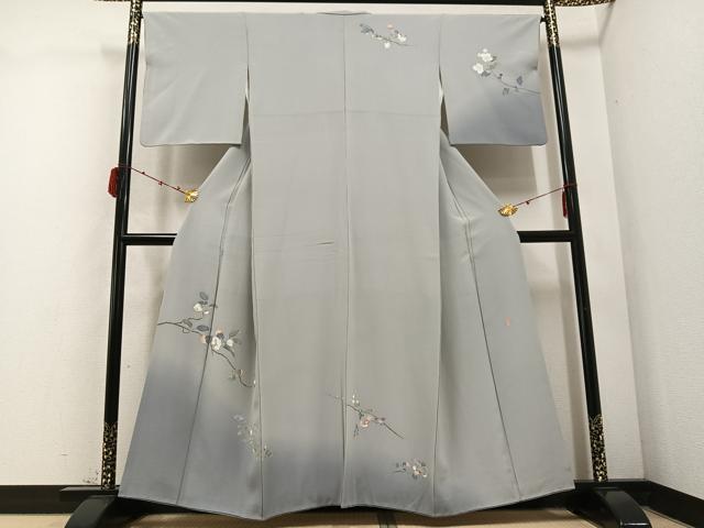 平和屋着物●十日町友禅作家　一梗　訪問着　枝花文　暈し染め　正絹　逸品　AABD3430ph