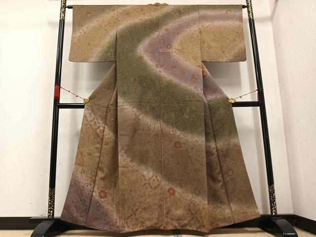 平和屋着物●訪問着　草花文　暈し染め　金彩　正絹　逸品　AABD3440ph