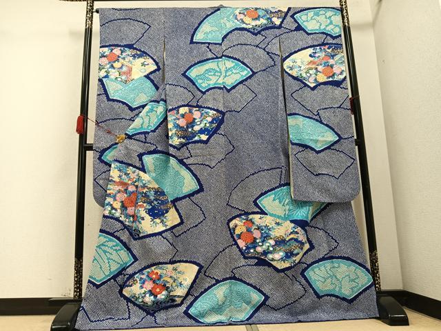 平和屋着物●豪華振袖　絞り　地紙風景花文　金彩　正絹　逸品　AABD3445ph